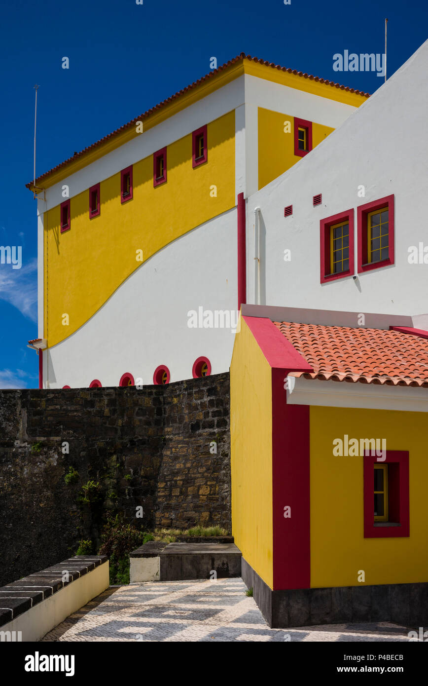 Portugal, Azores, Sao Jorge Island, Velas, town auditorium and library ...