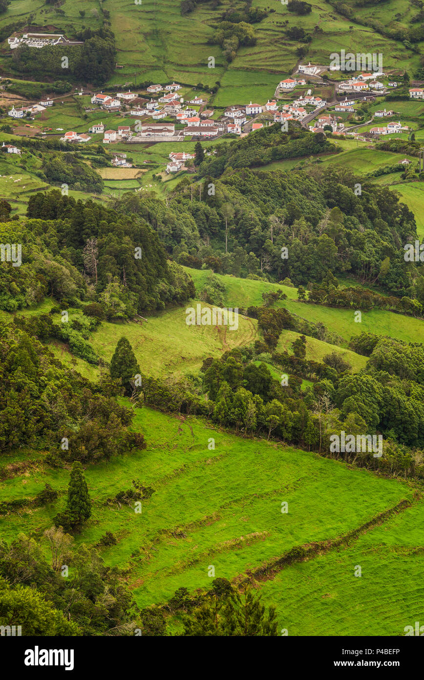Portugal, Azores, Santa Maria Island, Pico Alto, elevated view of Santa ...
