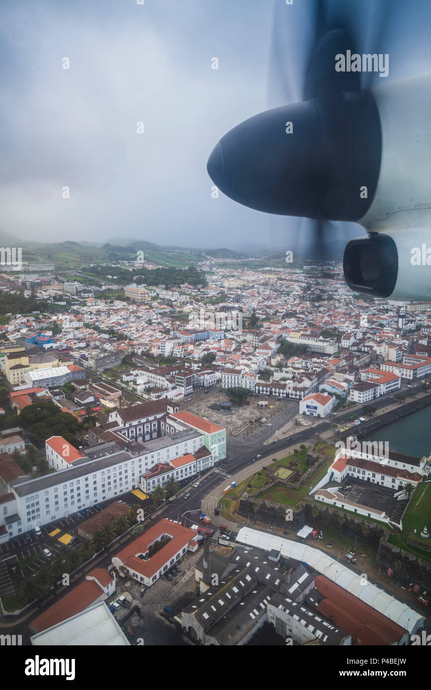 Portugal, Azores, Sao Miguel Island, Ponta Delgada, aerial view Stock ...
