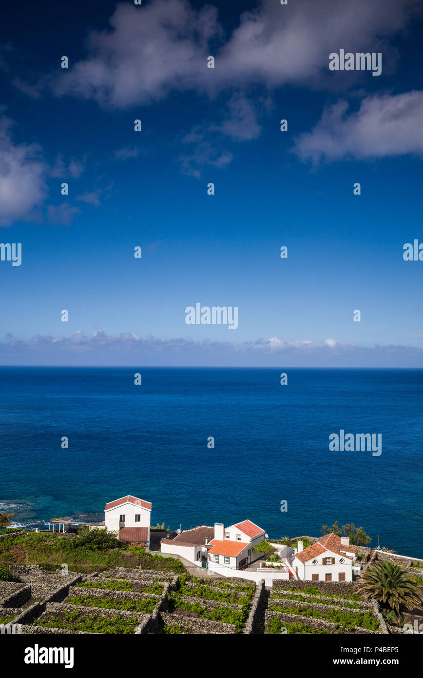 Portugal, Azores, Santa Maria Island, Maia, elevated view of town and ...