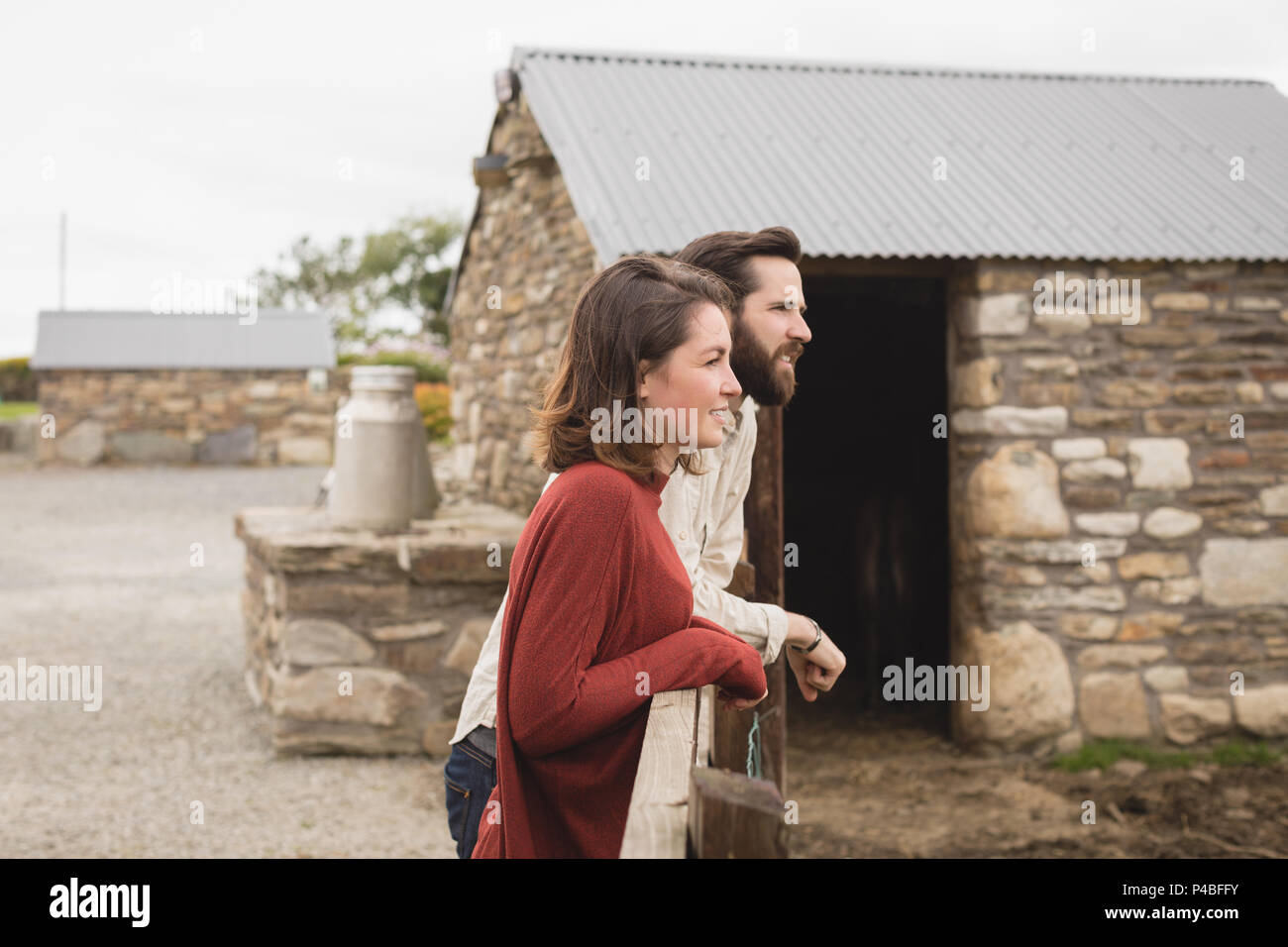 Caucasian woman leaning on railing smiling hi-res stock photography and ...