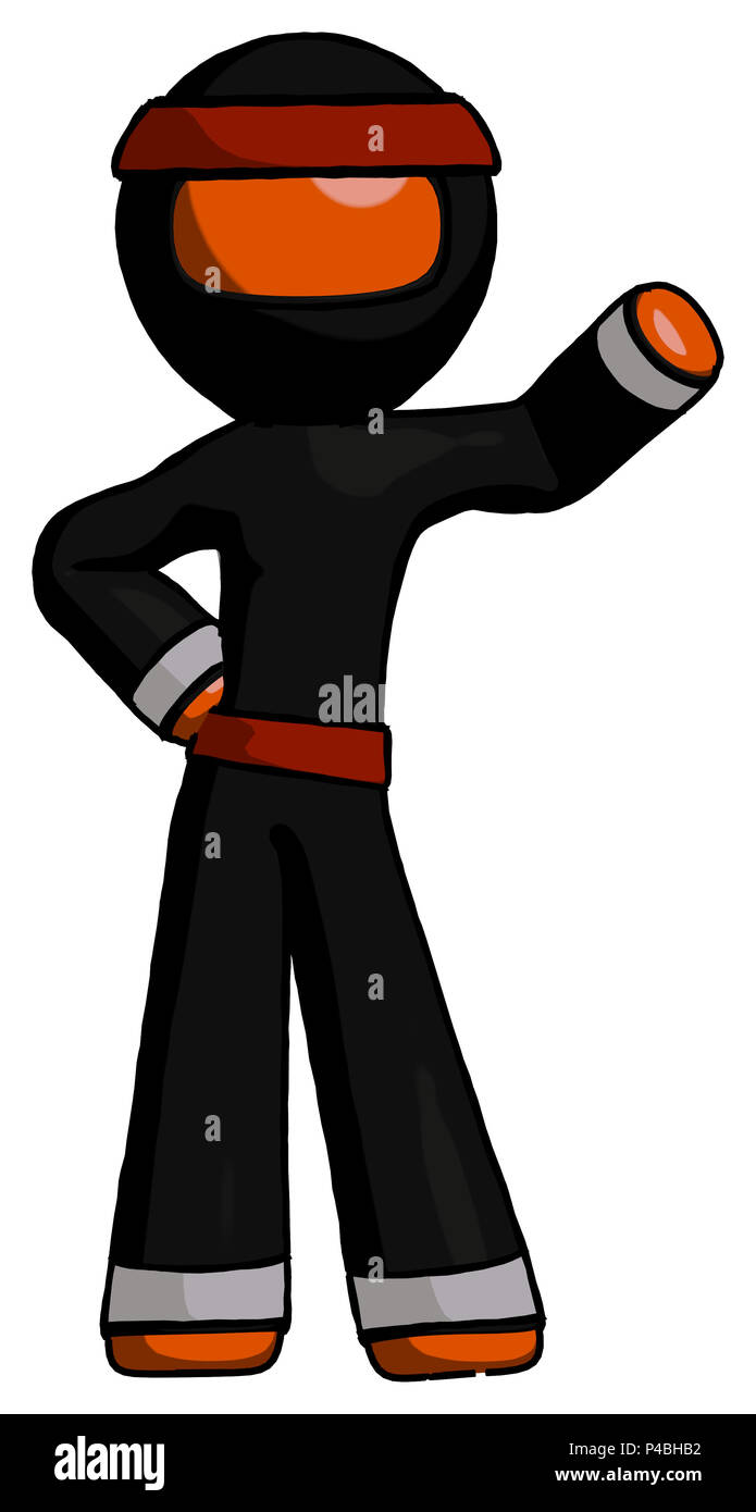 Orange ninja warrior man waving left arm with hand on hip Stock Photo ...