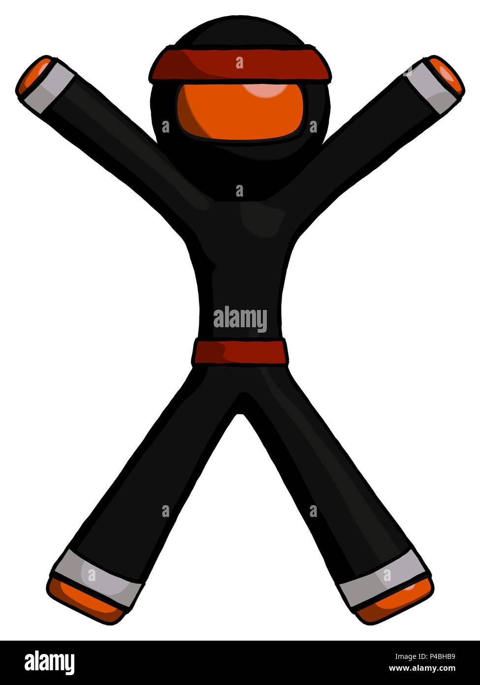 Orange ninja warrior man jumping or failing Stock Photo - Alamy