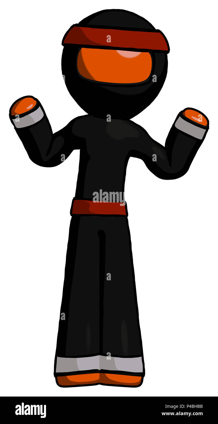 Orange ninja warrior man shrugging confused Stock Photo - Alamy