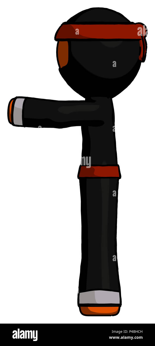 Orange ninja warrior man pointing left Stock Photo - Alamy