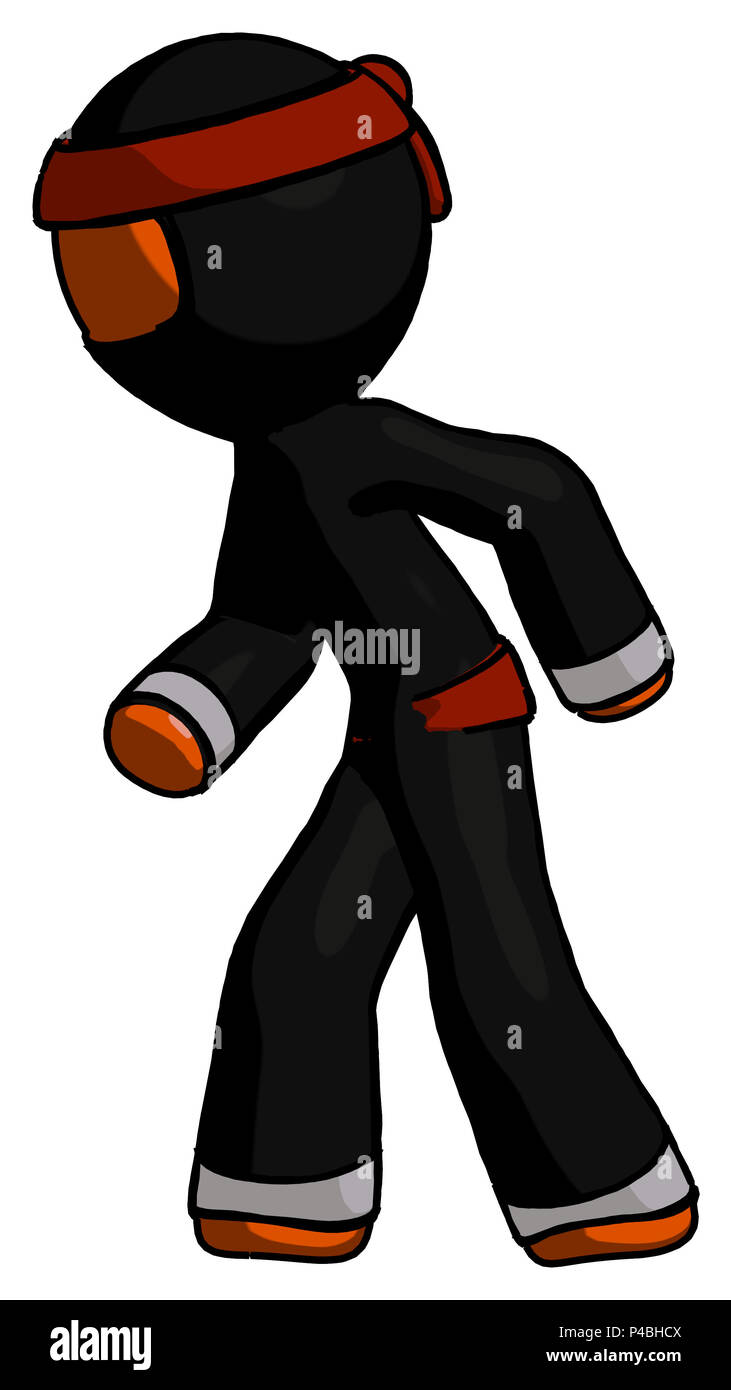 Orange ninja warrior man suspense action pose facing left Stock Photo ...