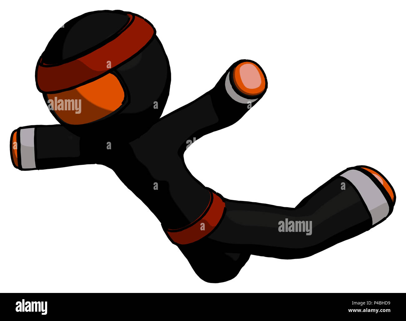 Orange ninja warrior man skydiving or falling to death Stock Photo - Alamy