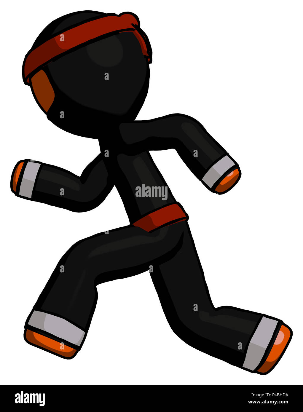 Orange ninja warrior man running fast left Stock Photo - Alamy