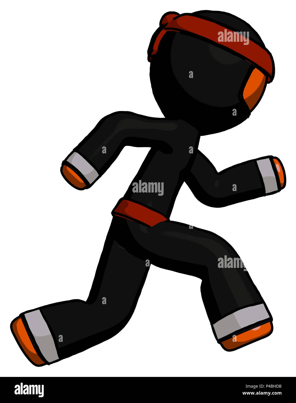 Orange ninja warrior man running fast right Stock Photo - Alamy