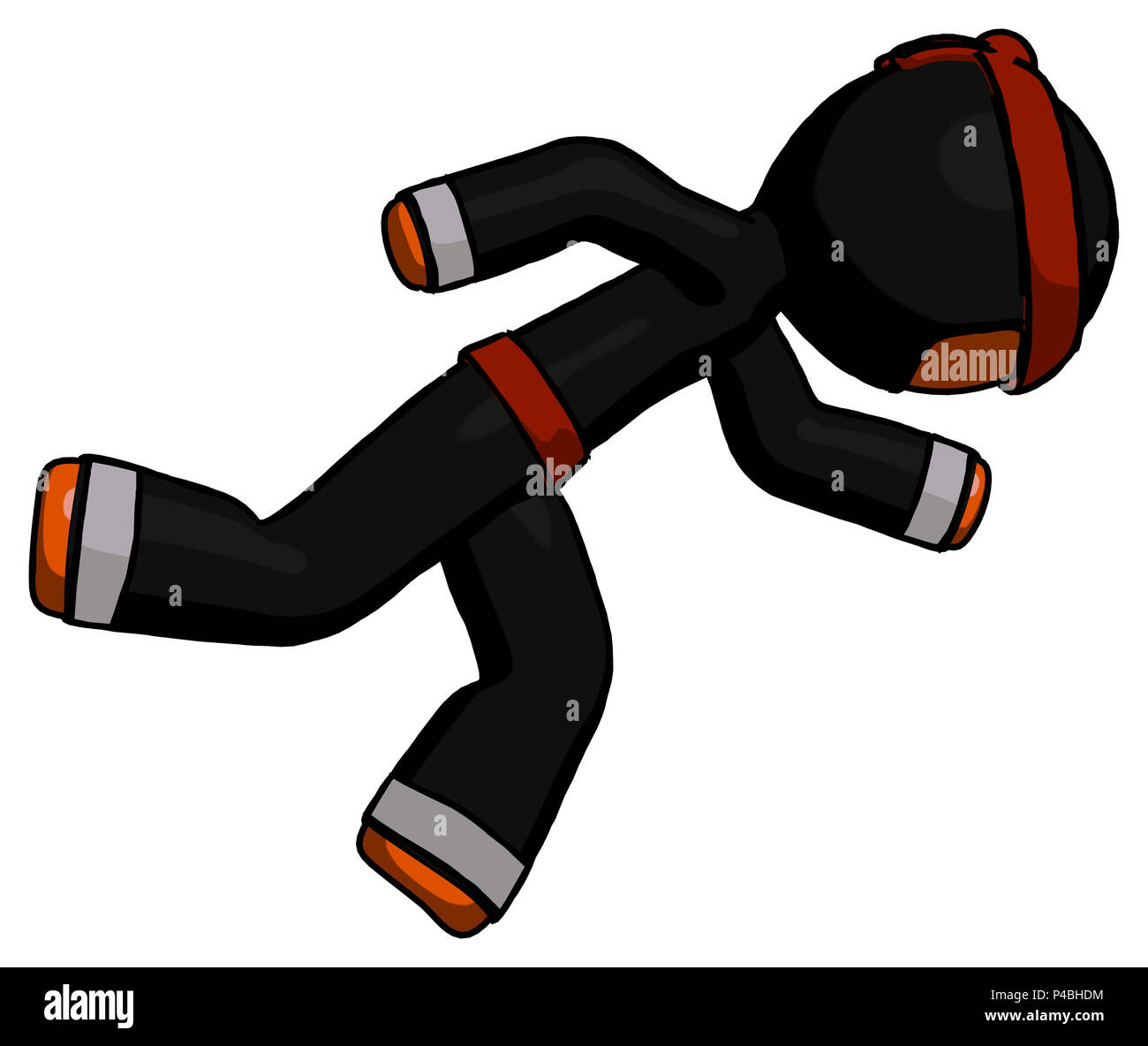 Orange ninja warrior man running while falling down Stock Photo - Alamy