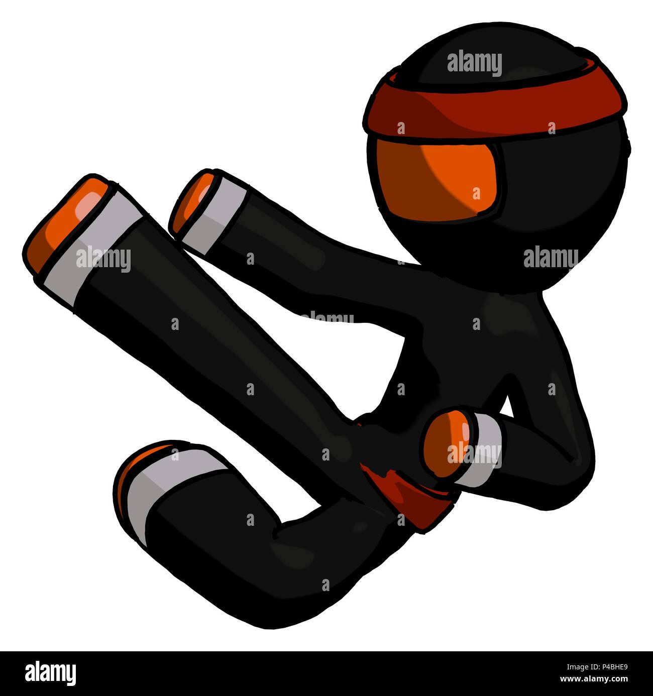 Orange ninja warrior man flying ninja kick left Stock Photo - Alamy