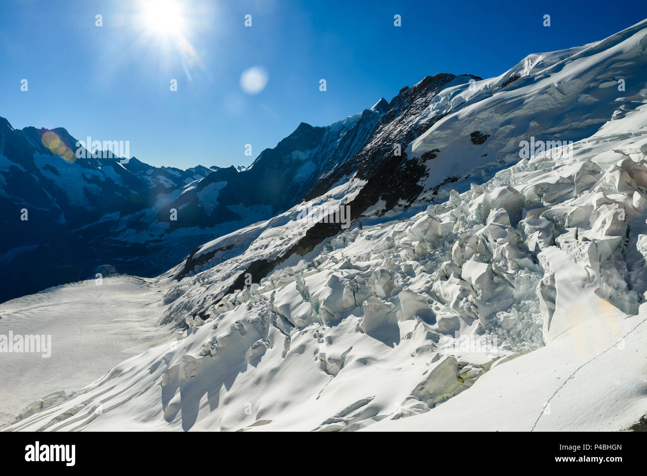 View from Eiger north wall at Grindelwald in the Bernese Alps in ...