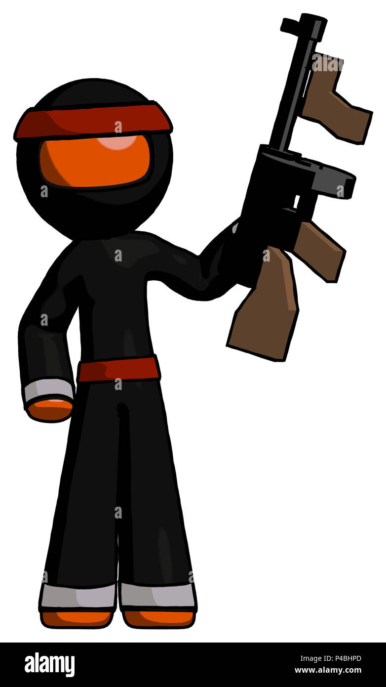 Orange ninja warrior man holding tommygun like a gangster Stock Photo ...