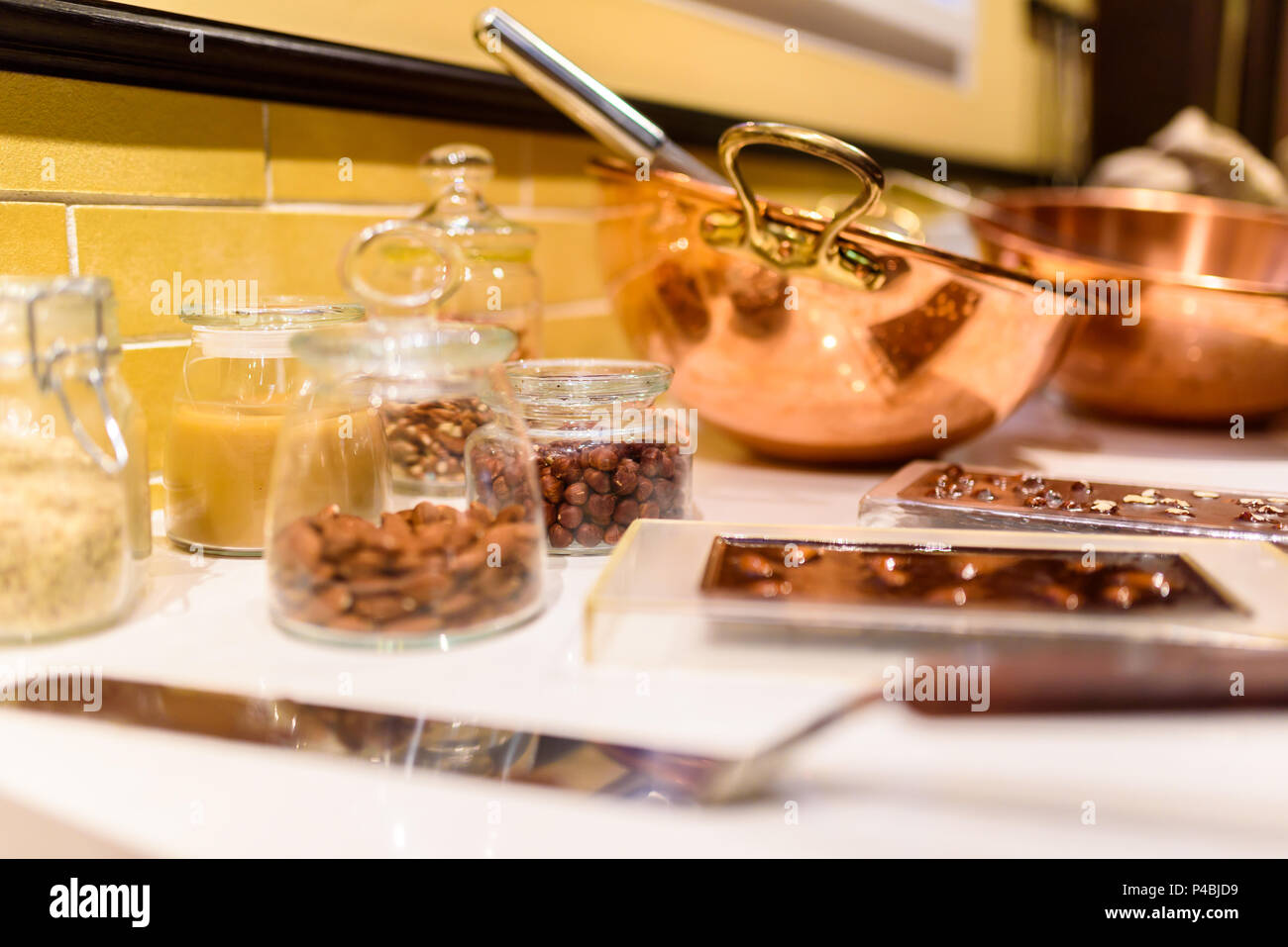 Chocolate preparation - making chocolate in the kitchen Stock Photo - Alamy