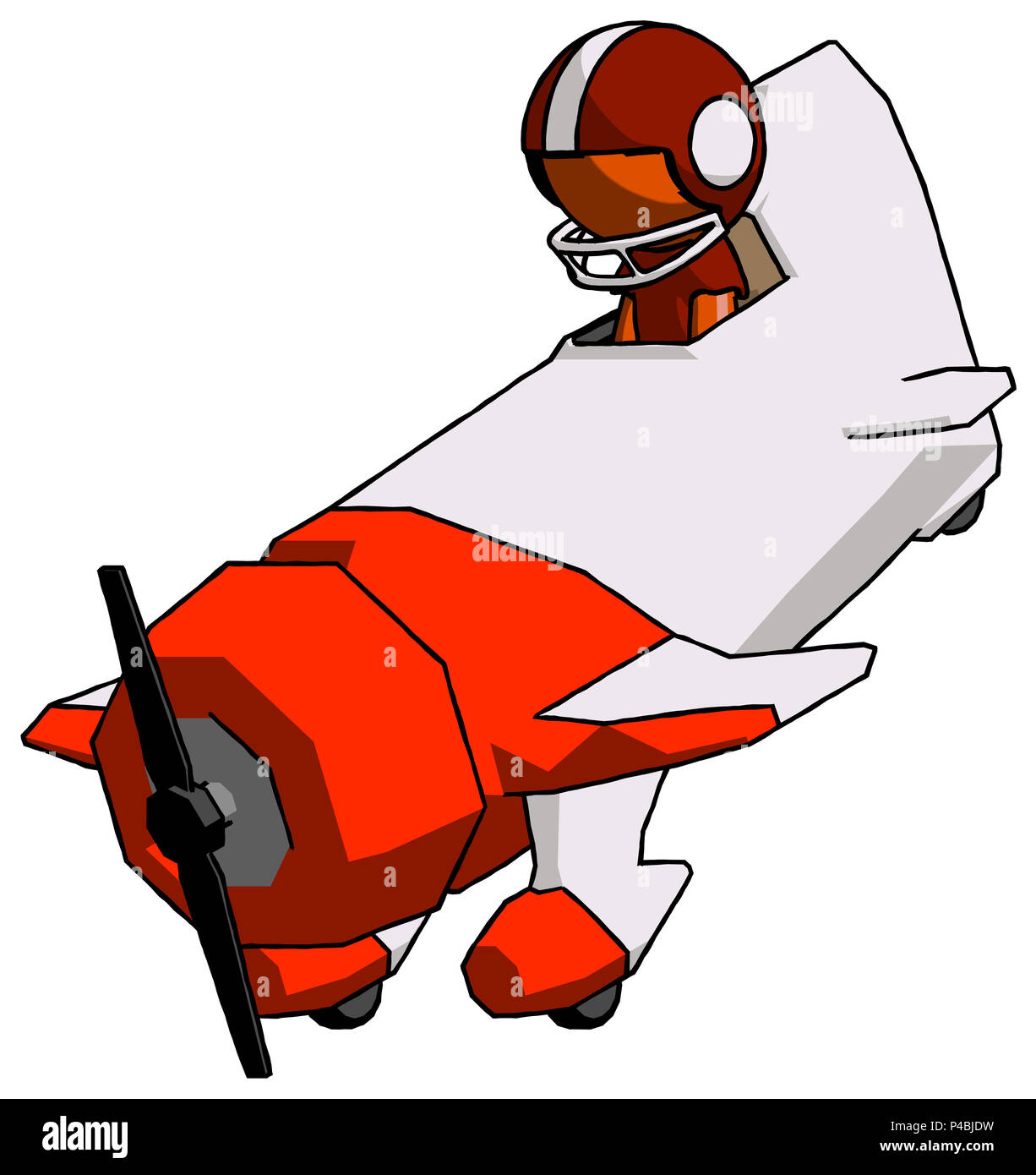 Orange football player man in geebee stunt plane descending view Stock ...