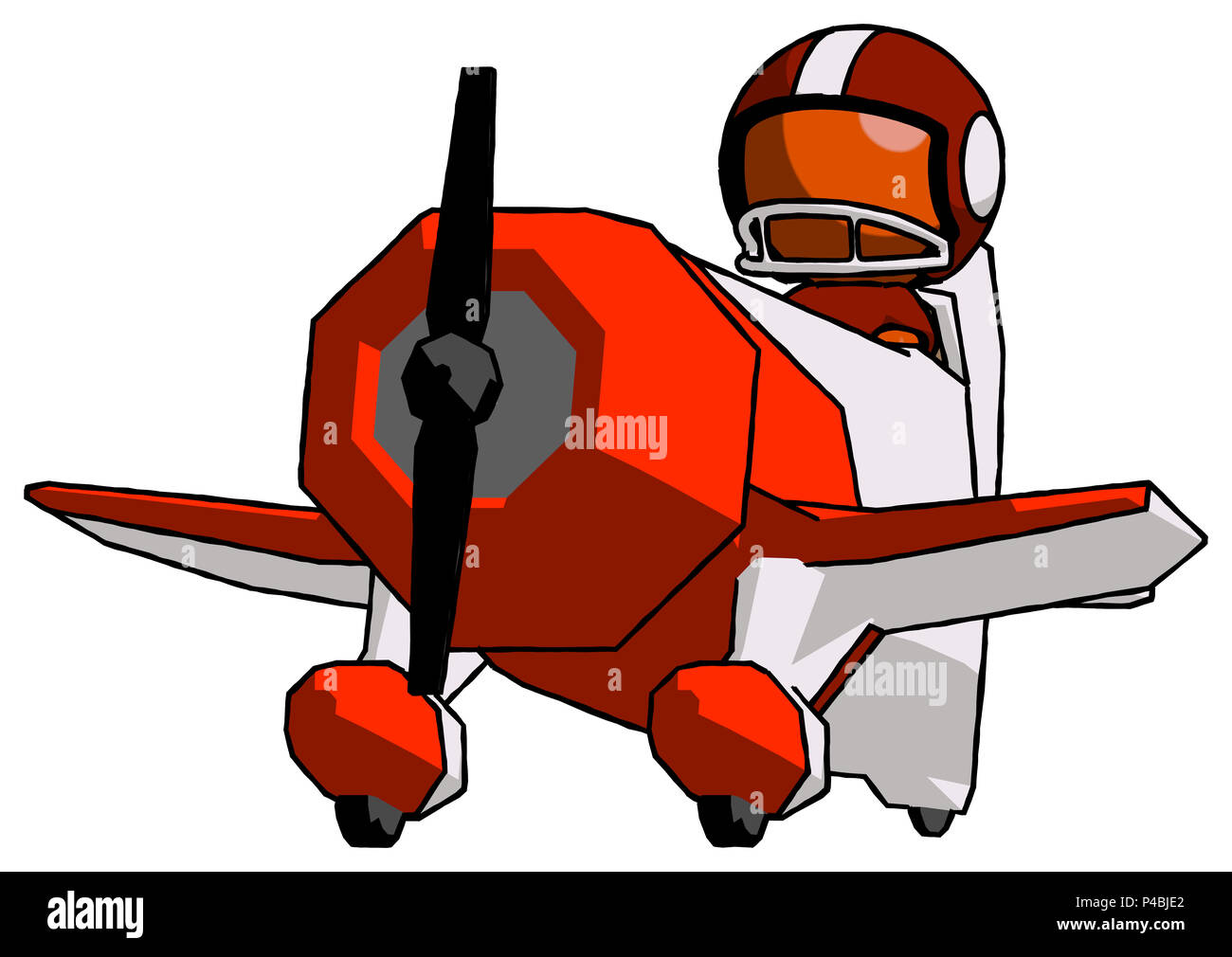 Orange football player man flying in geebee stunt plane viewed from ...