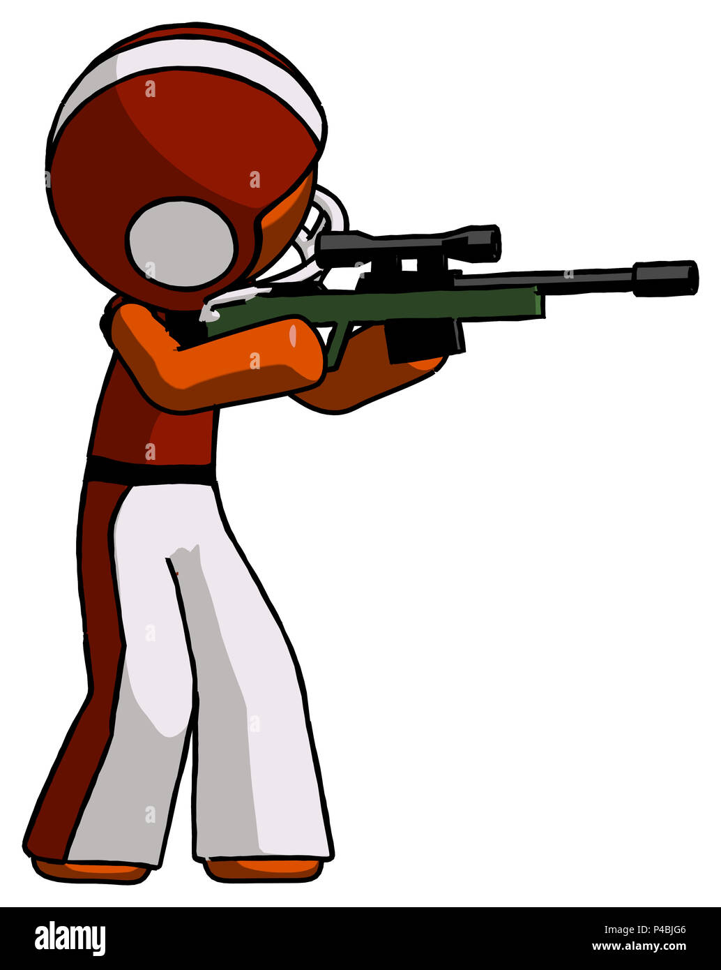 Orange football player man shooting sniper rifle Stock Photo - Alamy