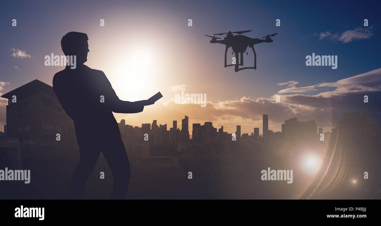 Silhouette Business Man Over City High Resolution Stock Photography and ...