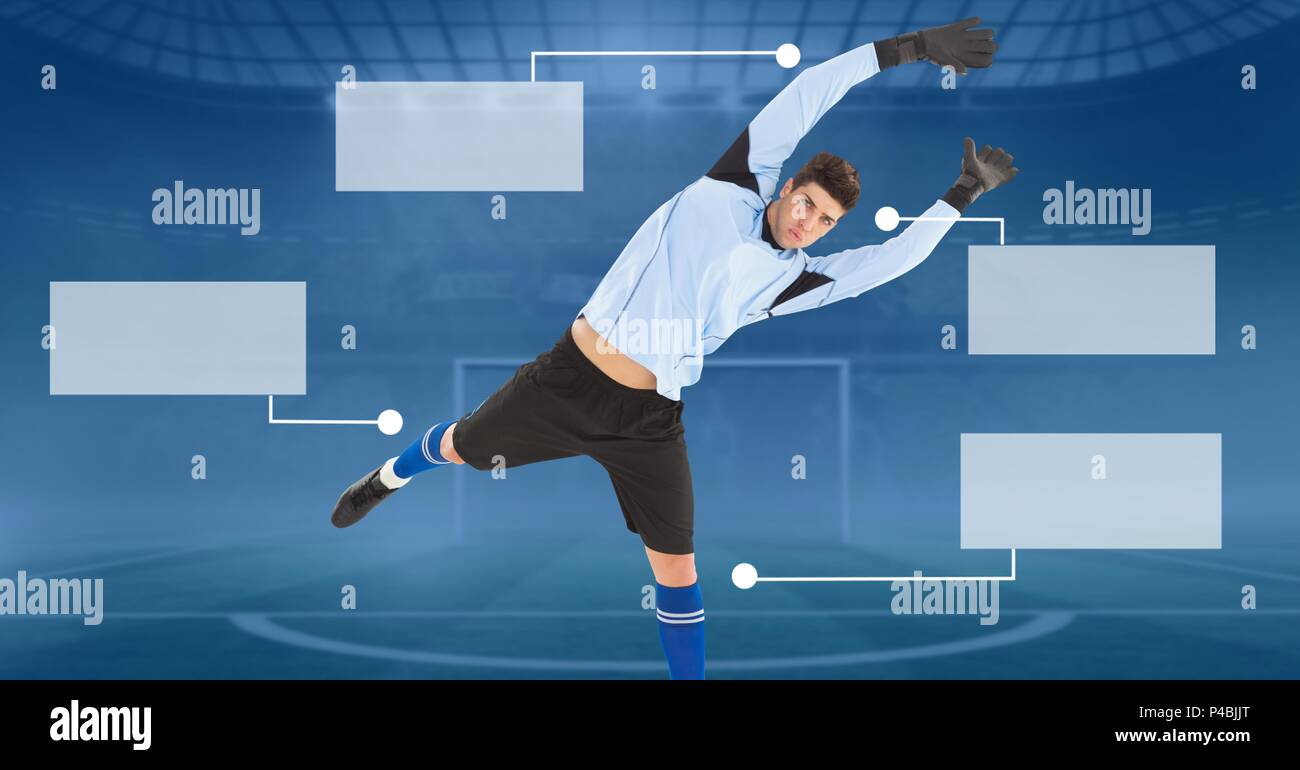 Blank infographic panels and soccer goalkeeper Stock Photo - Alamy