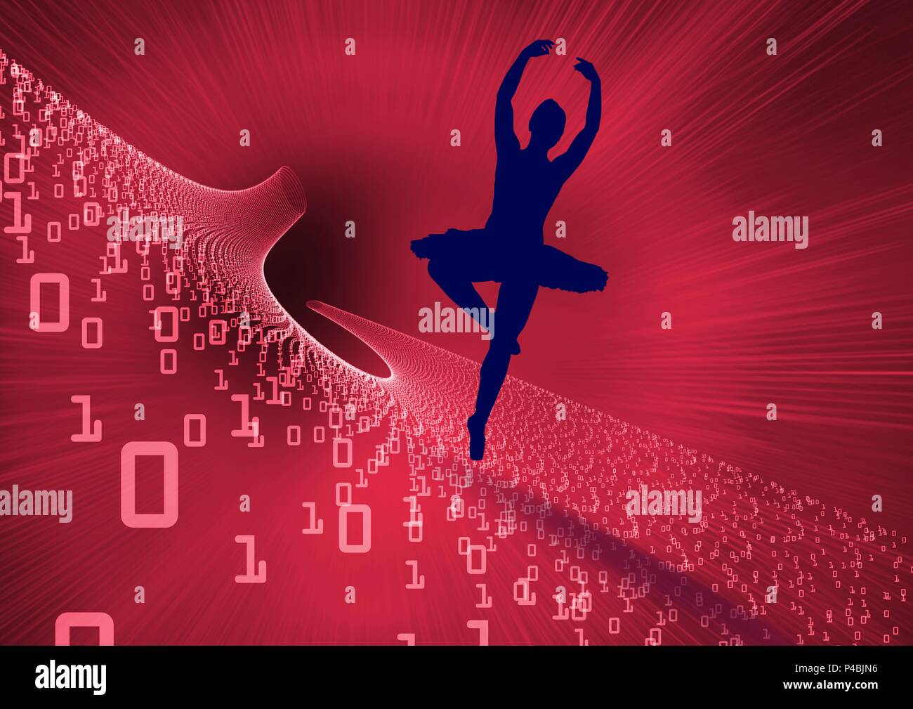Composed image of dancer on red data background Stock Photo - Alamy