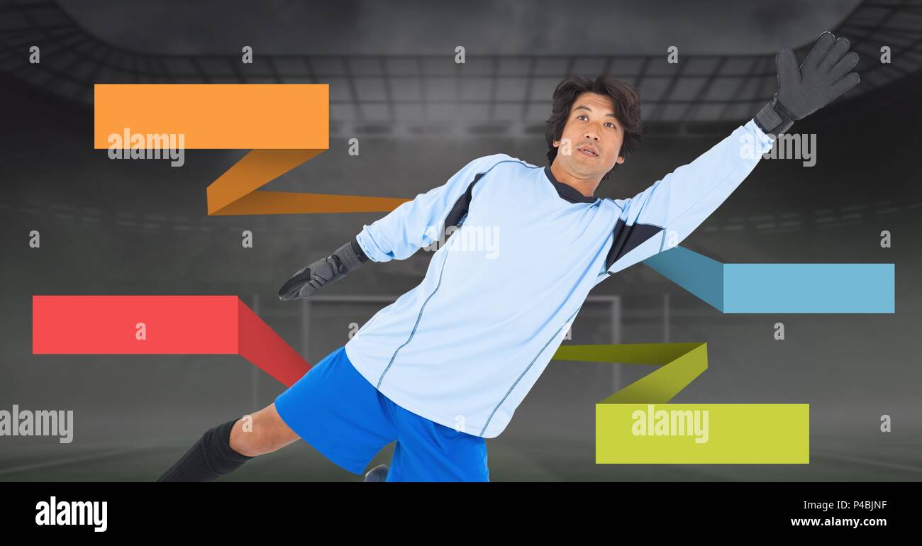 Blank infographic panels and soccer goalkeeper Stock Photo - Alamy