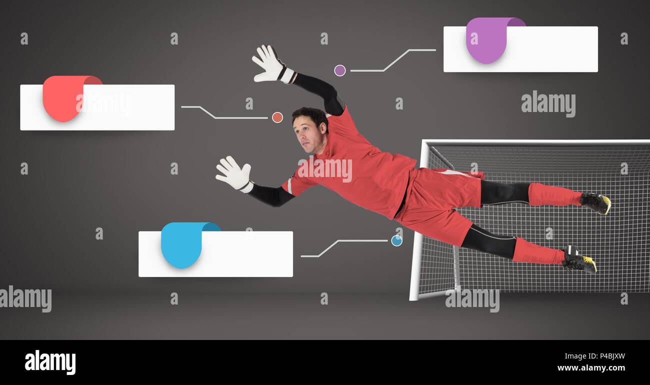 Blank infographic panels and soccer goalkeeper Stock Photo - Alamy
