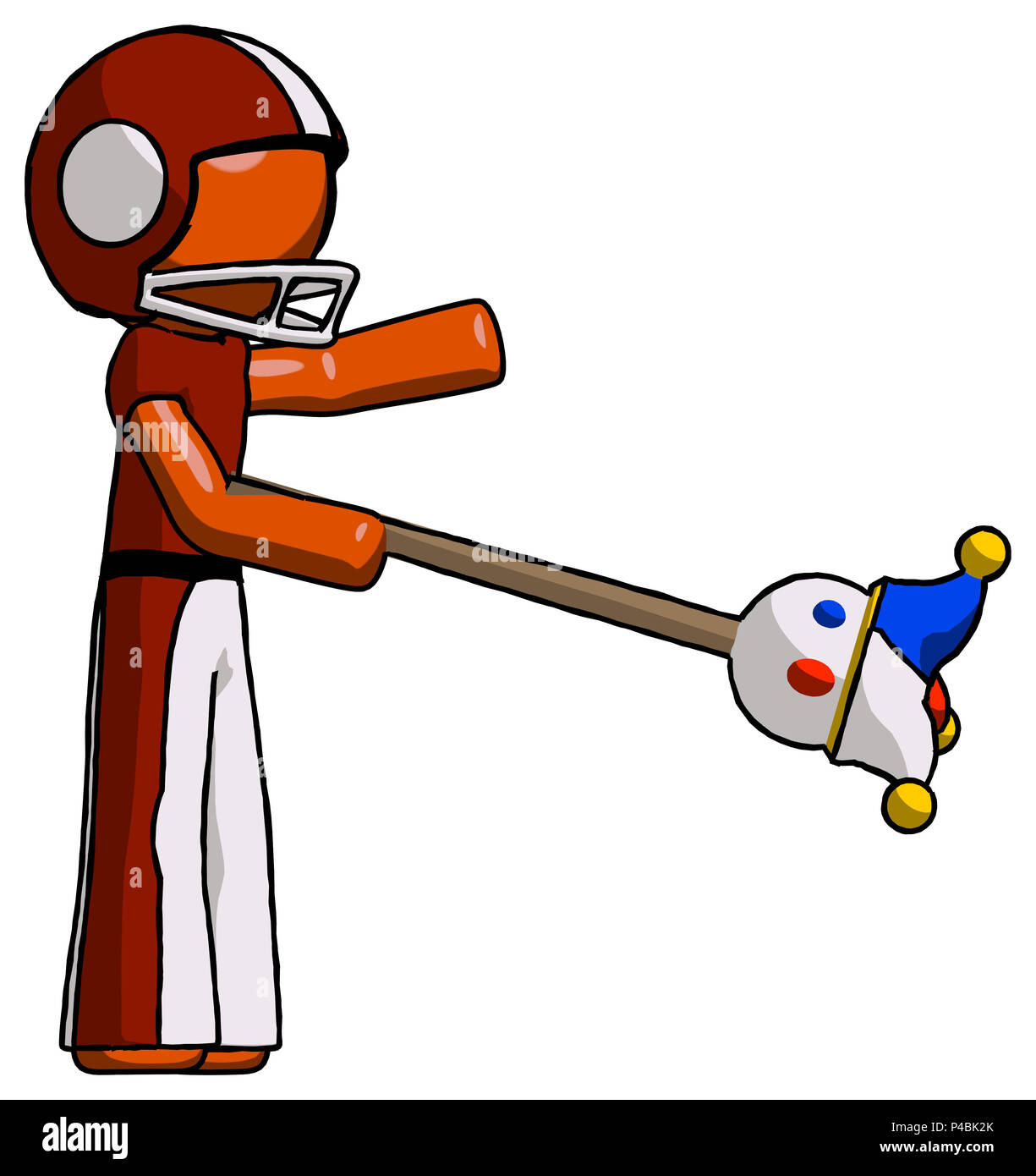 Orange football player man holding jesterstaff - i dub thee foolish ...