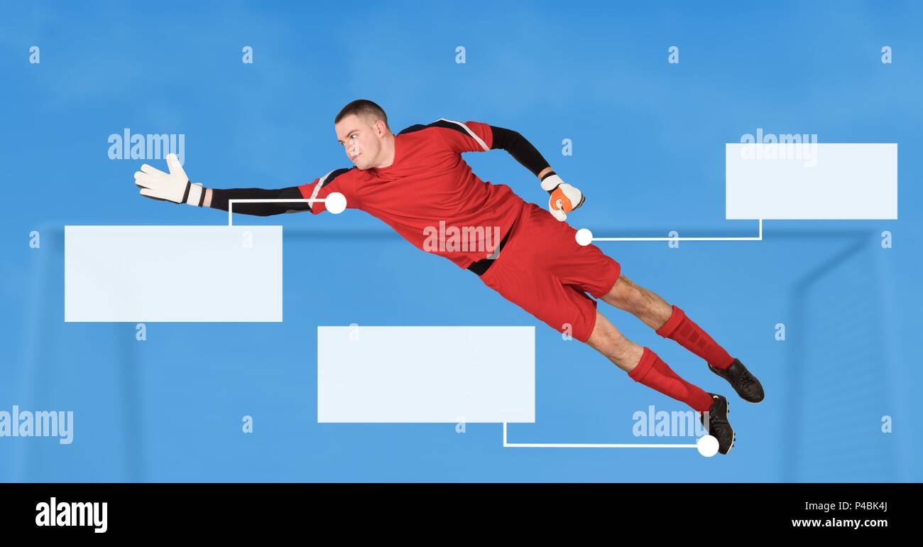 Blank infographic panels and soccer goalkeeper Stock Photo - Alamy