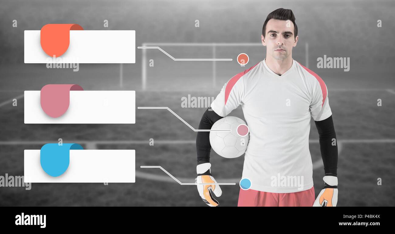 Blank infographic panels and soccer goalkeeper Stock Photo - Alamy