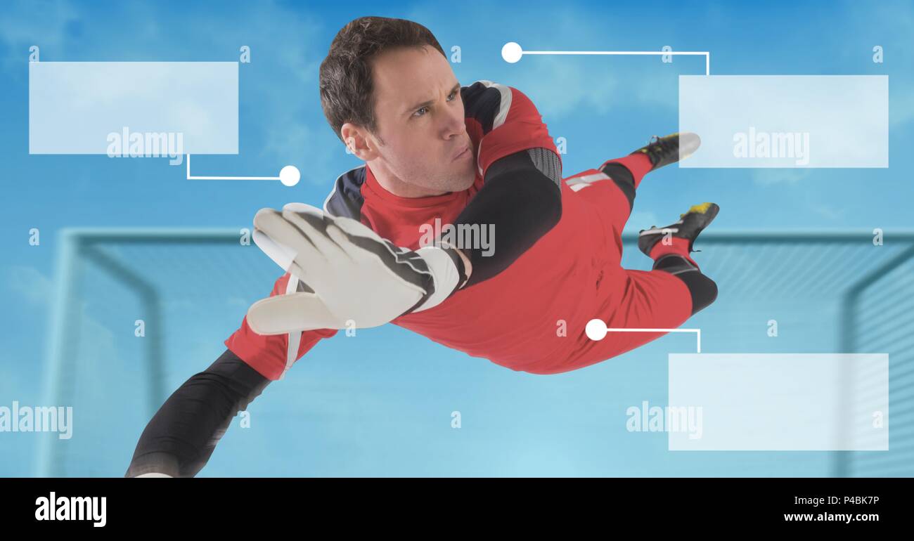 Blank infographic panels and soccer goalkeeper Stock Photo - Alamy
