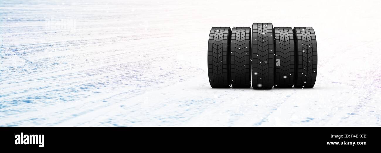 Composite image of wheels in snow Stock Photo - Alamy