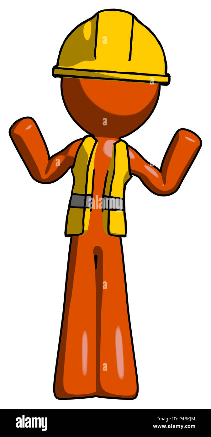 Orange construction worker contractor man shrugging confused Stock ...