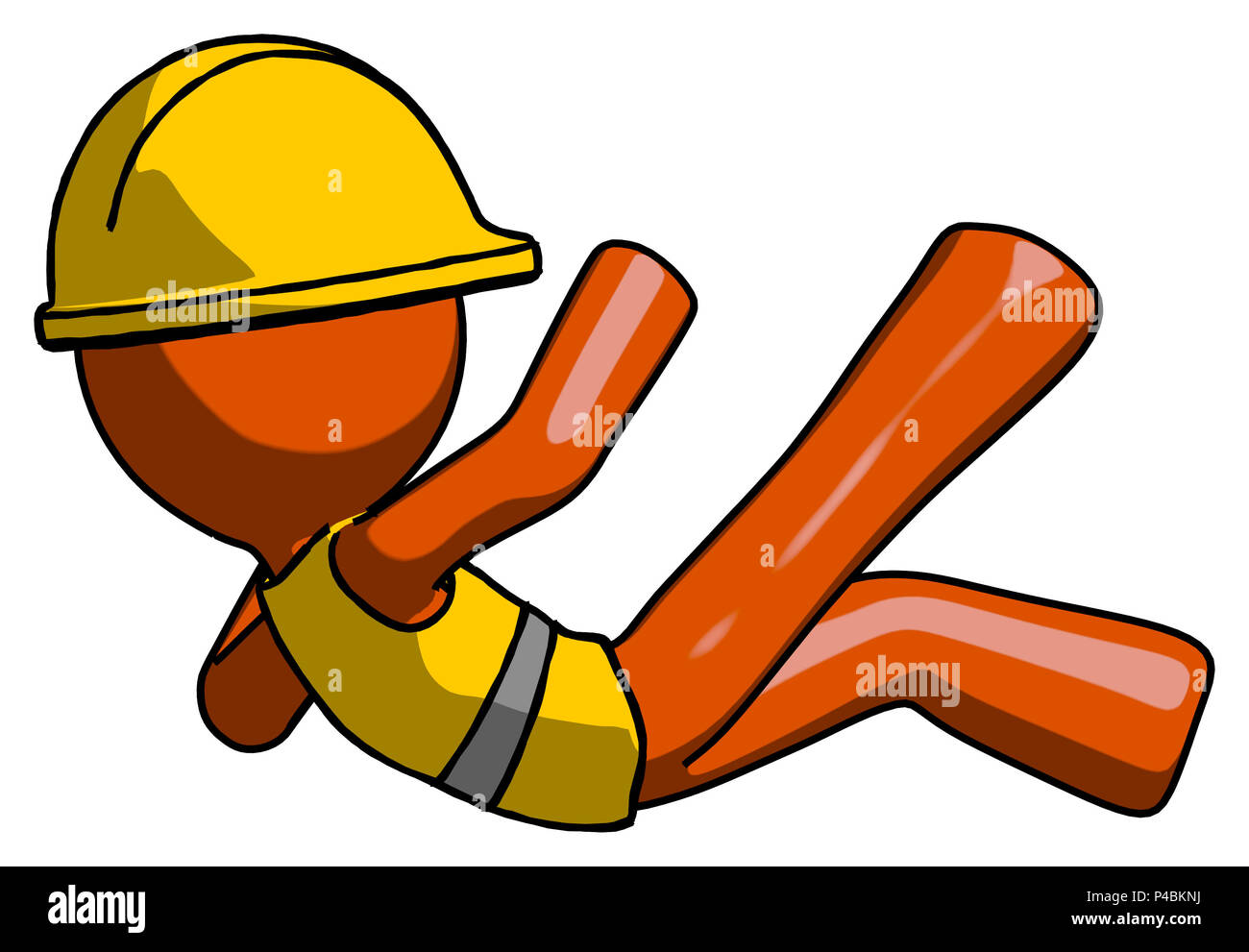 Orange construction worker contractor man falling backwards Stock Photo ...