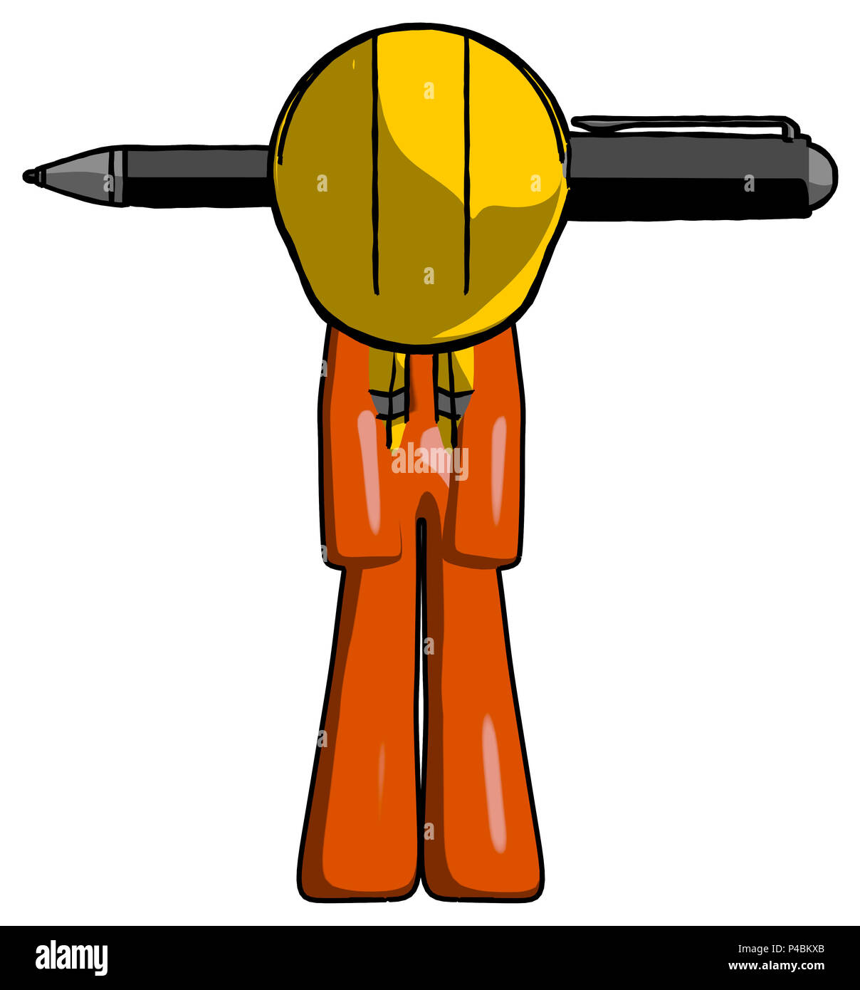 Orange construction worker contractor man head impaled with pen Stock ...