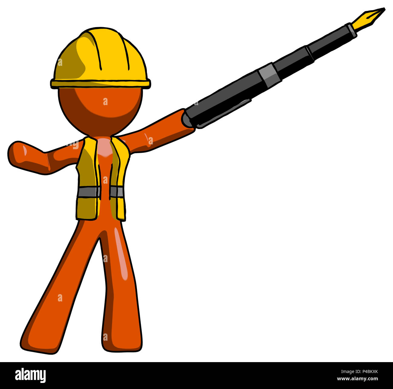 Orange construction worker contractor man pen is mightier than the ...