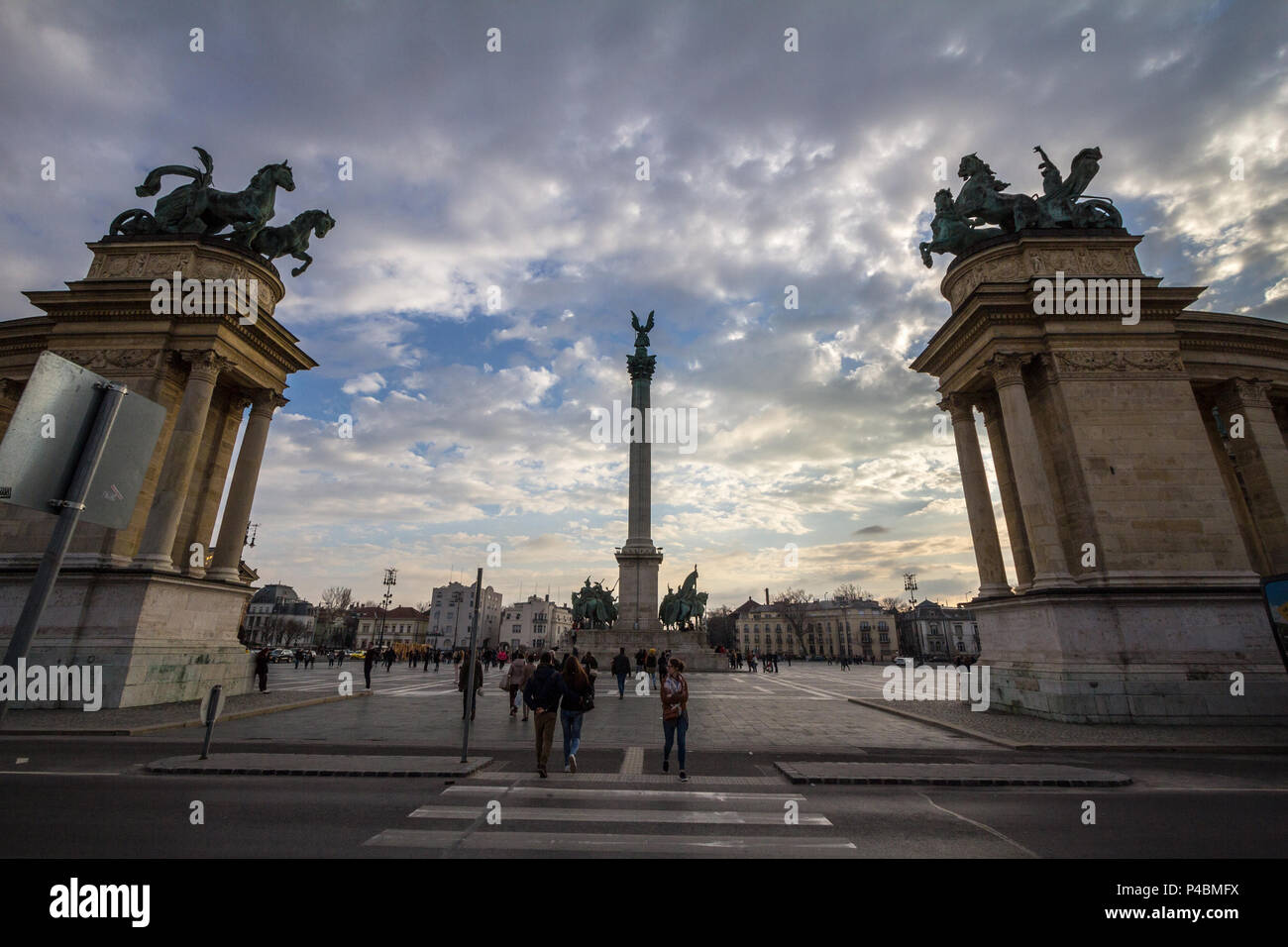 BUDAPEST, HUNGARY - APRIL 7, 2017: Heroes square (Hosok Tere) in ...