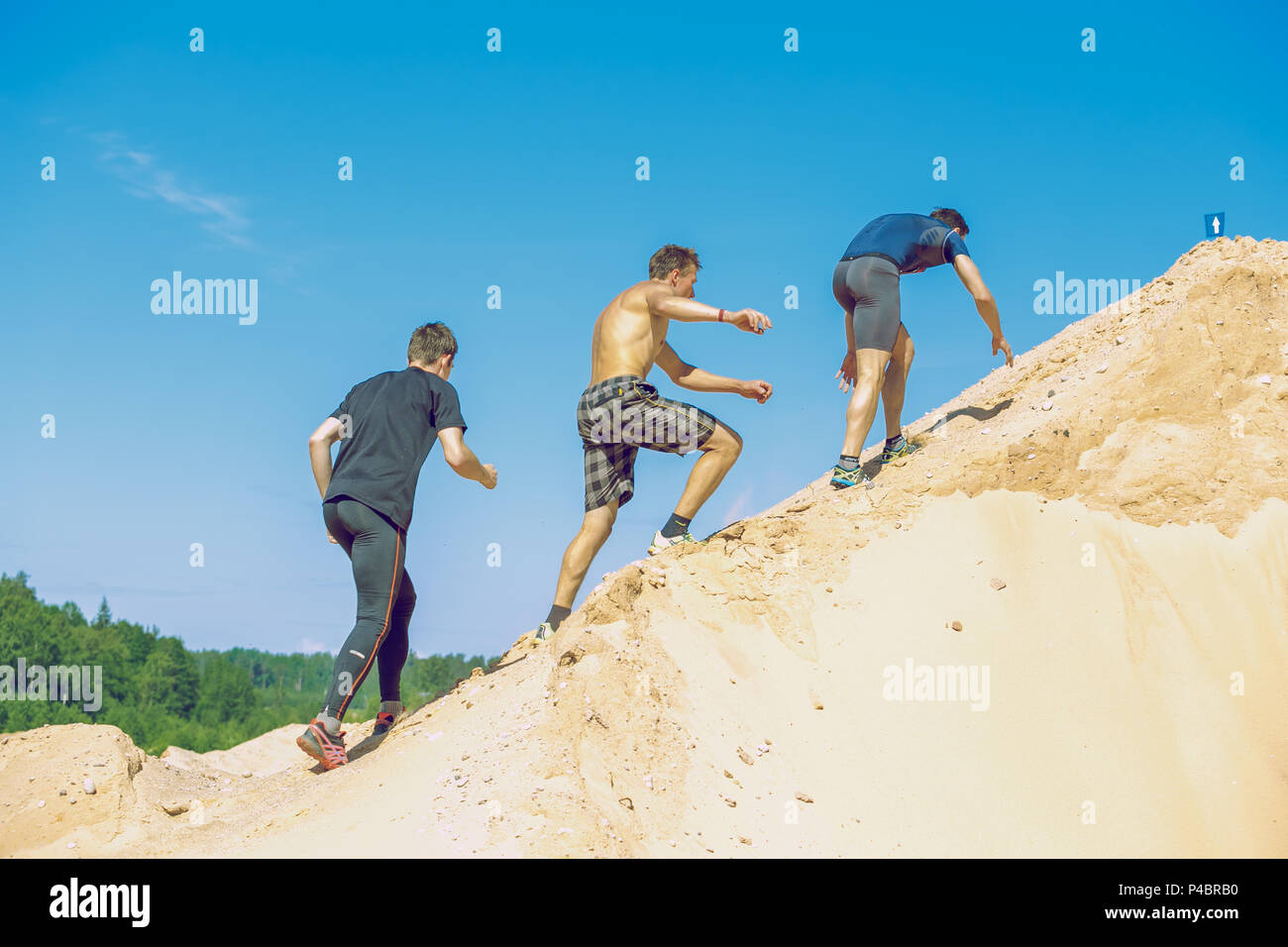 City Ikskile, Latvia. Daring race, sport event. Outdoor training ...