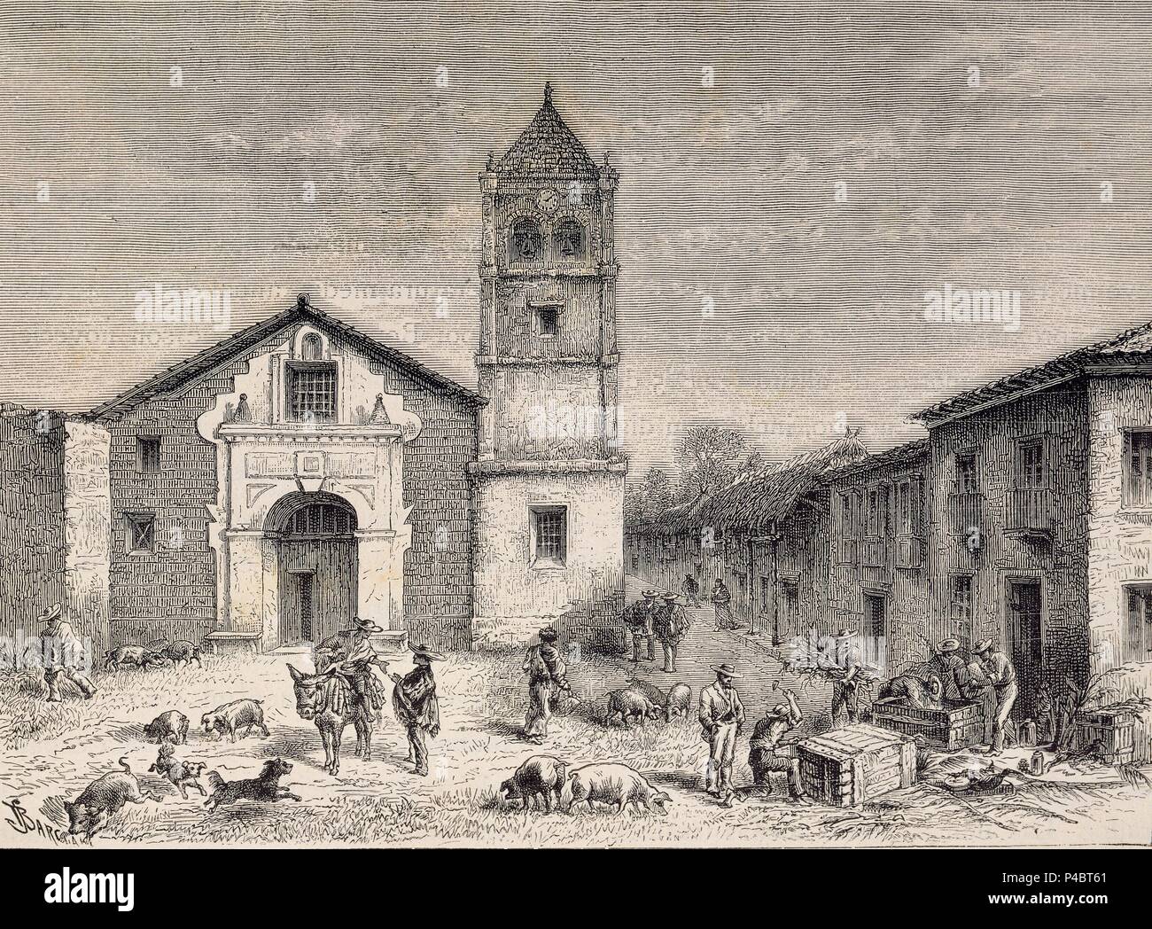 GRABADO-IGLESIA DEL CONVENTO DE S FRANCISCO EN CARTAGO Stock Photo - Alamy