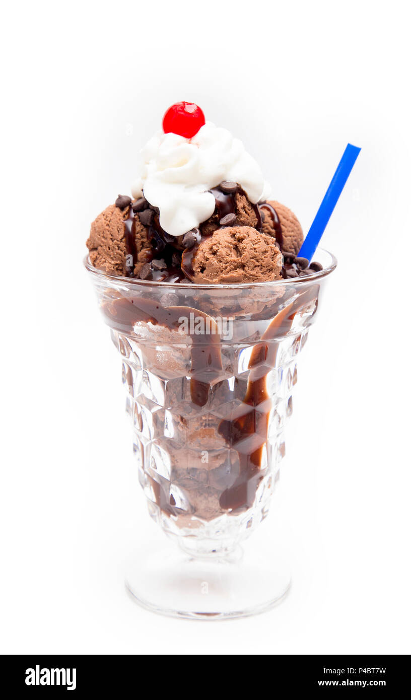 Ice Cream Sunday on a White Background Stock Photo - Alamy