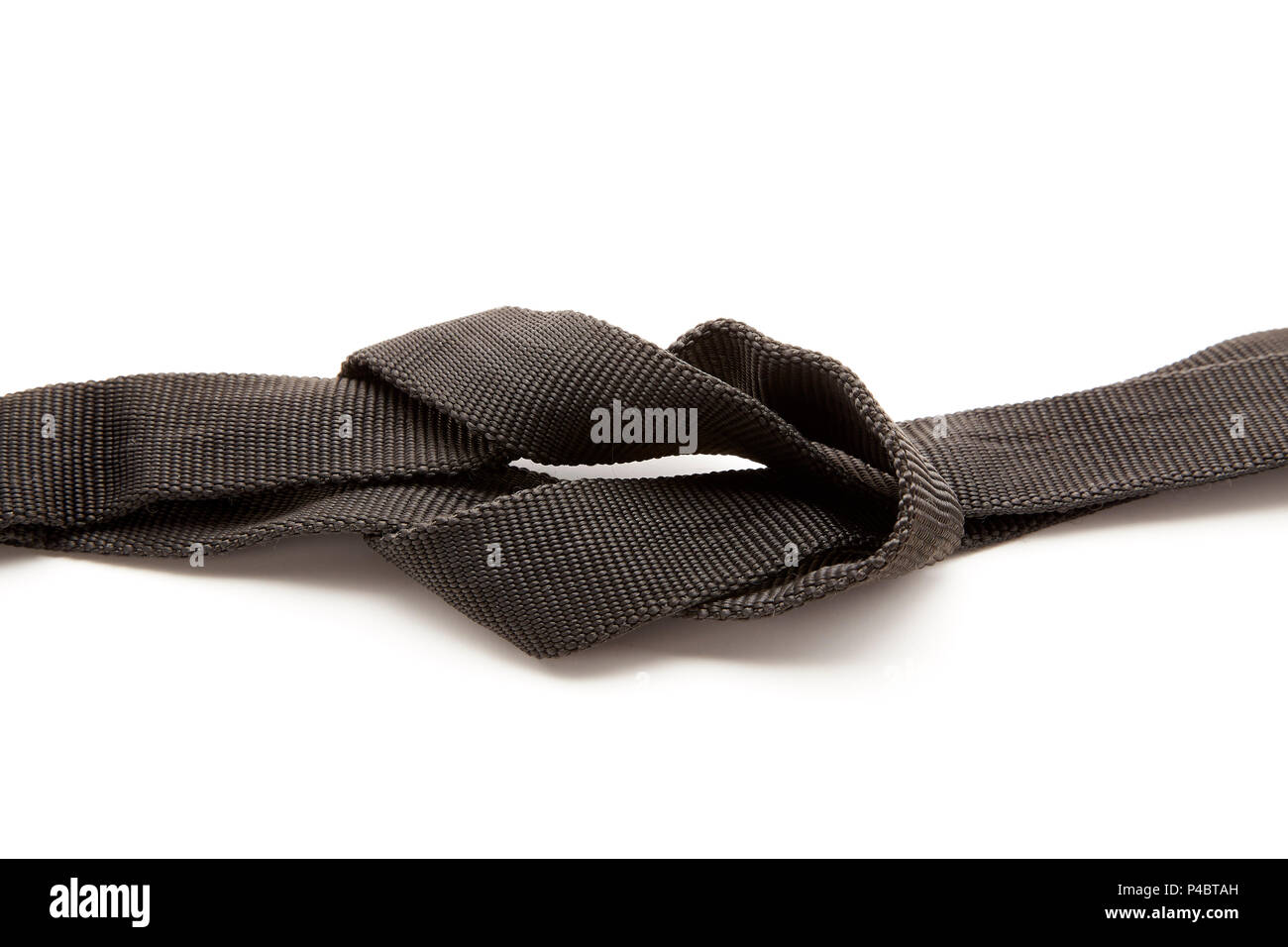 Two Black Ropes Tied in a Knot Loop Stock Photo - Alamy