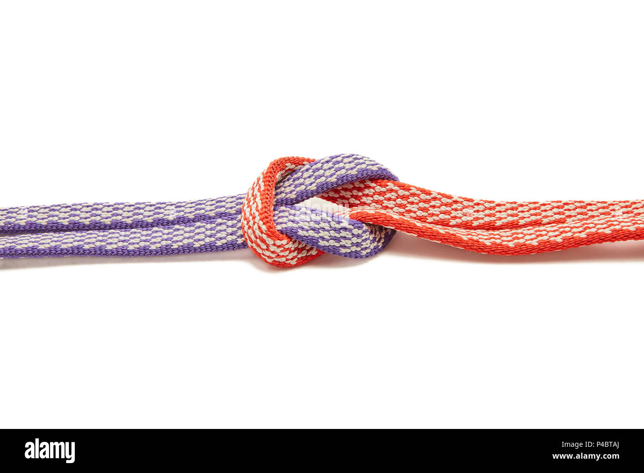Two Ropes, Purple and Red Tied in a Knot Loop Stock Photo - Alamy