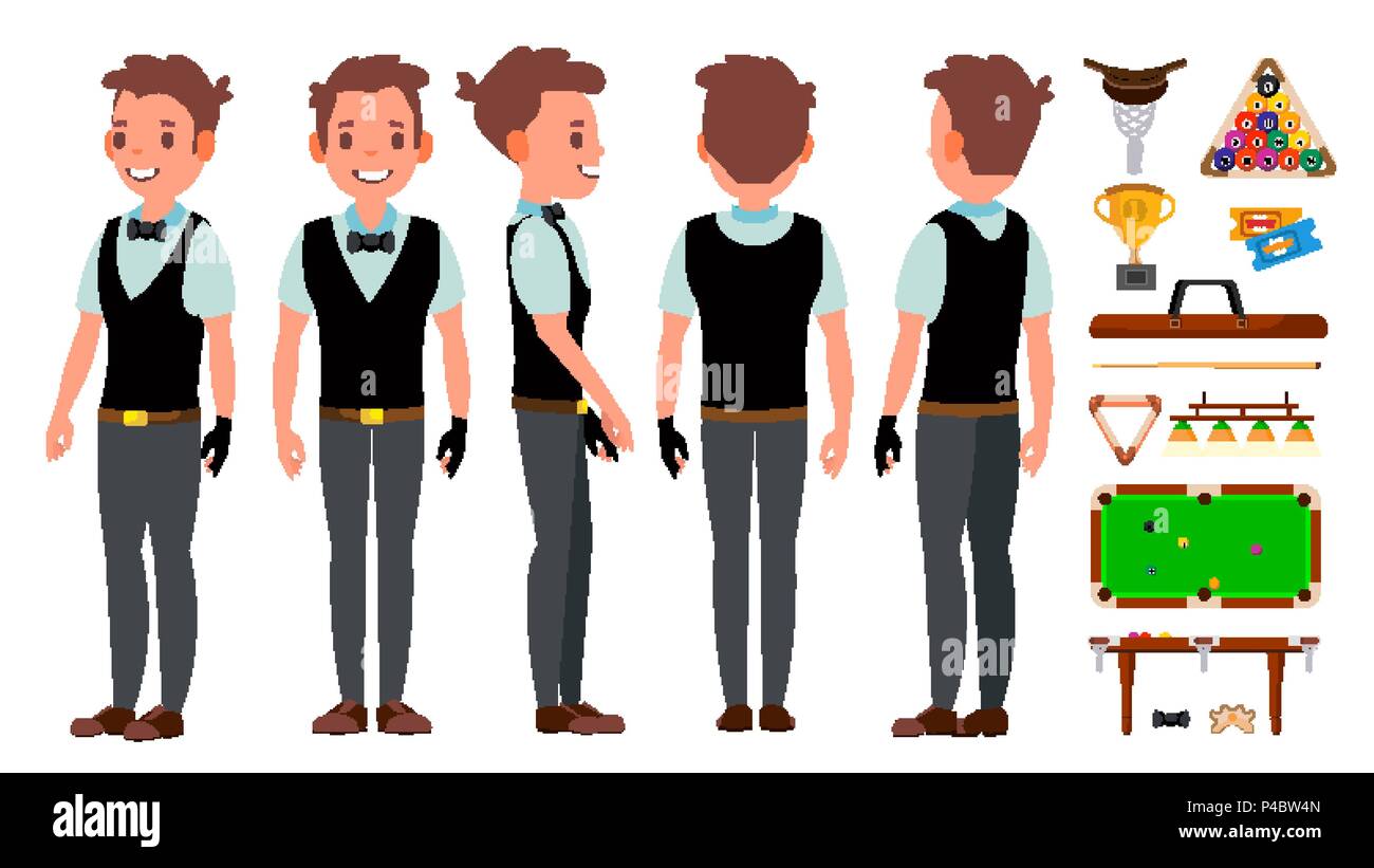 Snooker Player Male Vector. Billiard. Sport Theme. Gambling Table ...