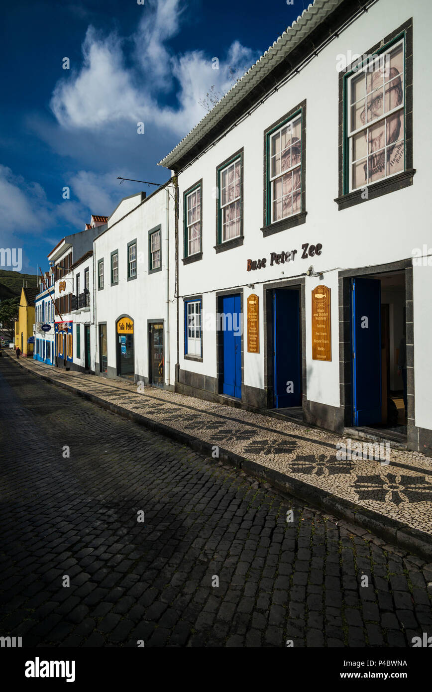 Portugal, Azores, Faial Island, Horta, waterfront buildings Stock Photo ...
