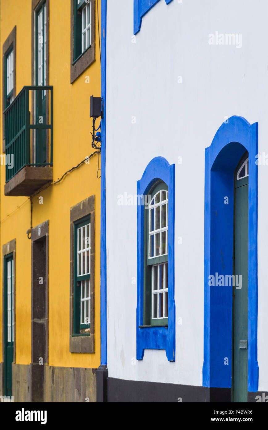 Portugal, Azores, Terceira Island, Angra do Heroismo, building details ...