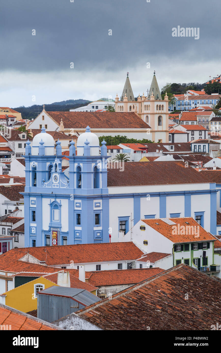 Portugal, Azores, Terceira Island, Angra do Heroismo, elevated town ...
