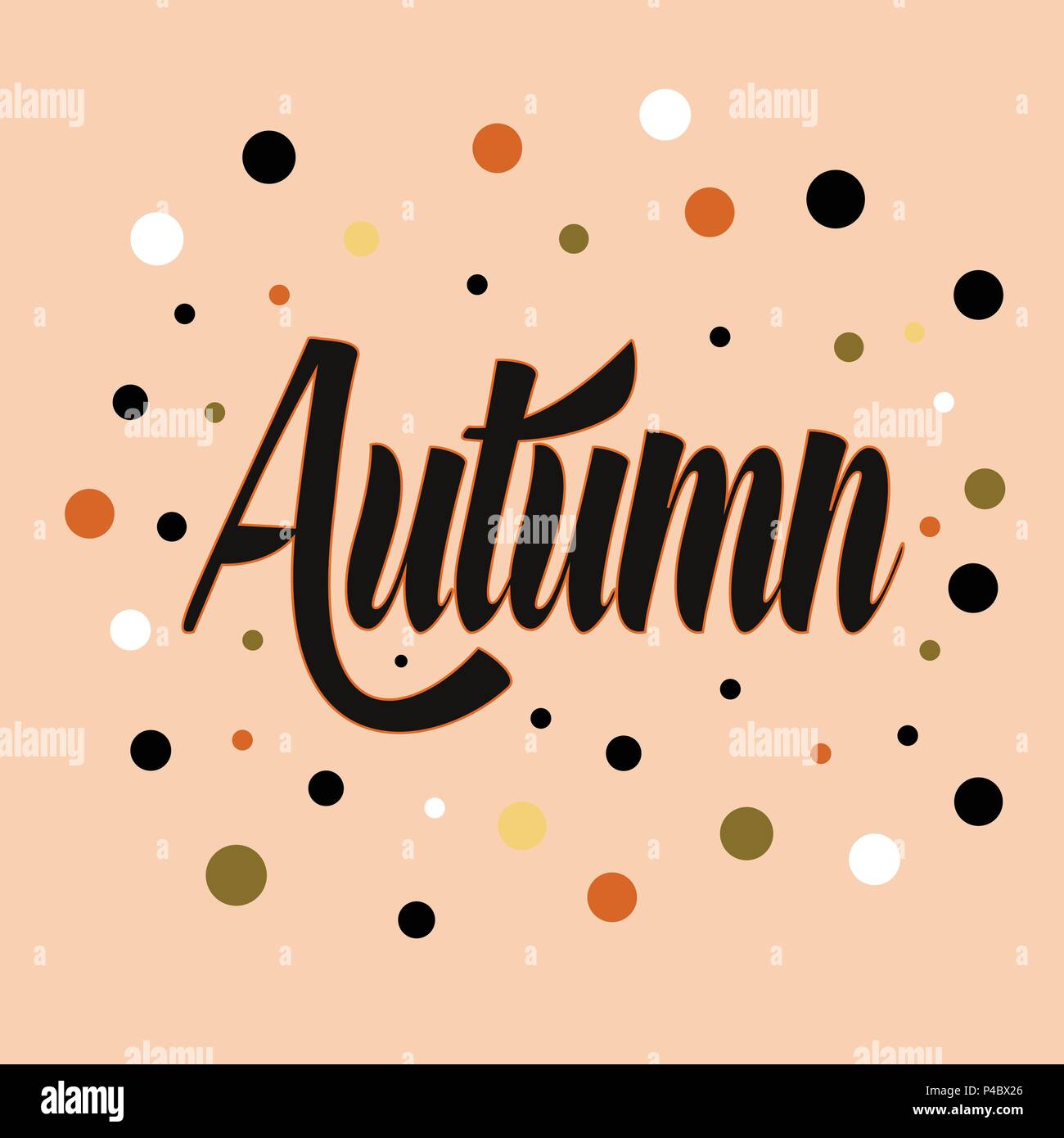 Element of design, the word Autumn with multi-colored circles Stock ...