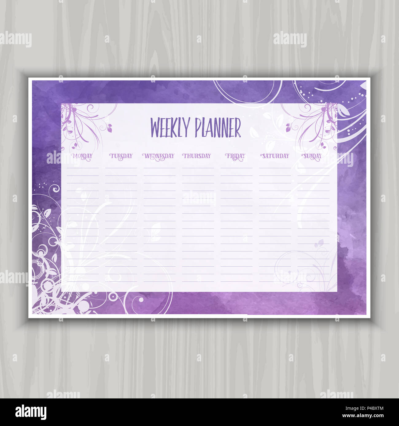 Weekly planner with floral watercolor design Stock Photo - Alamy