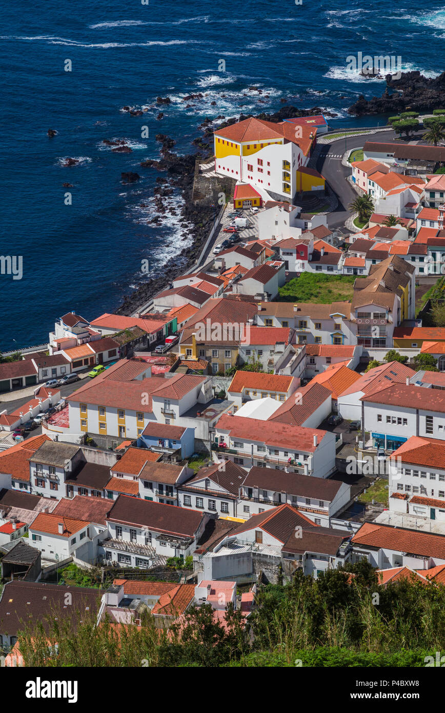 Portugal, Azores, Sao Jorge Island, Velas, elevated town view Stock ...