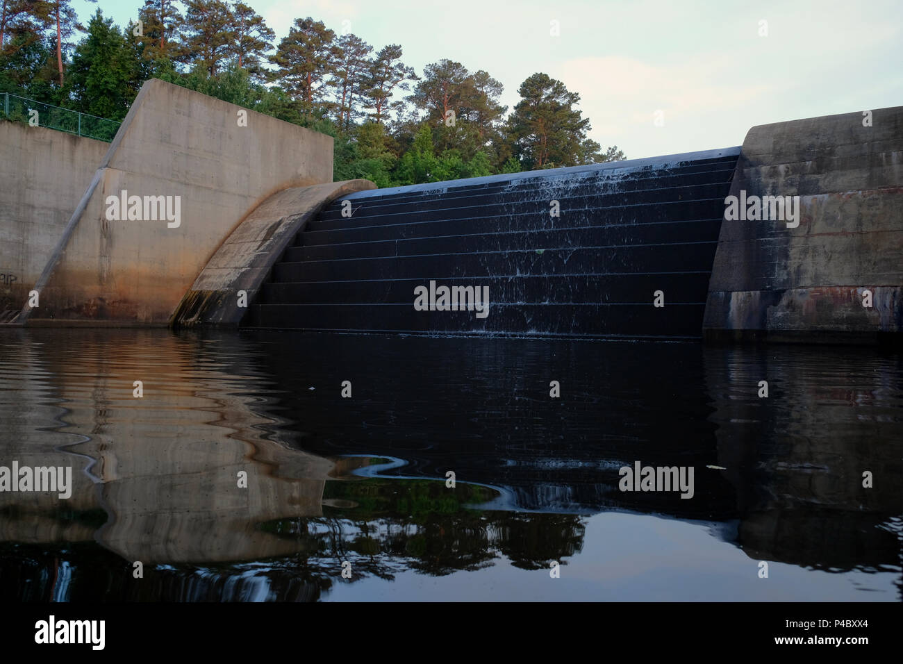 View from the bottom of the dam at Lake Raleigh in Raleigh North ...