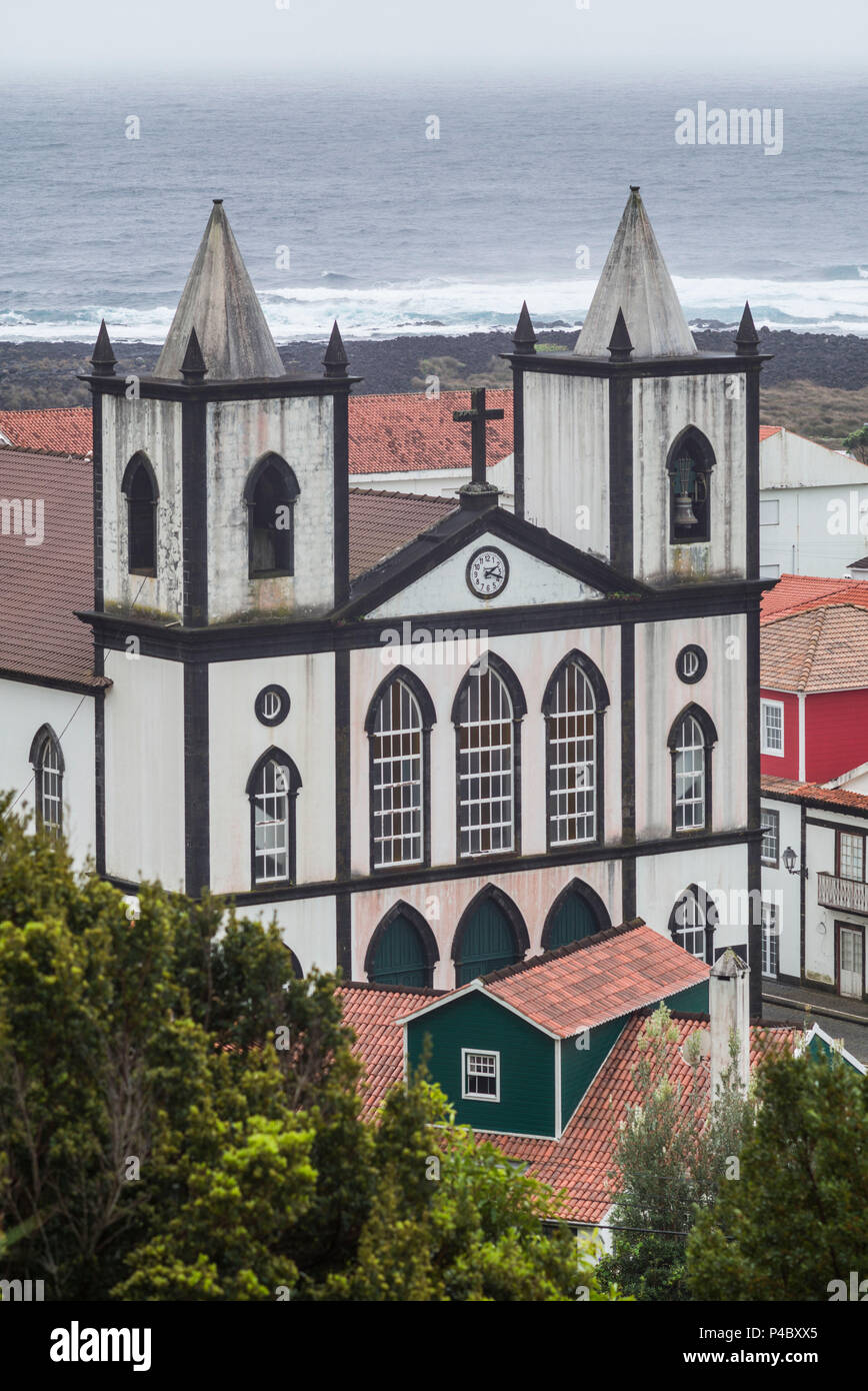 Portugal, Azores, Pico Island, Lajes do Pico, elevated town view with ...